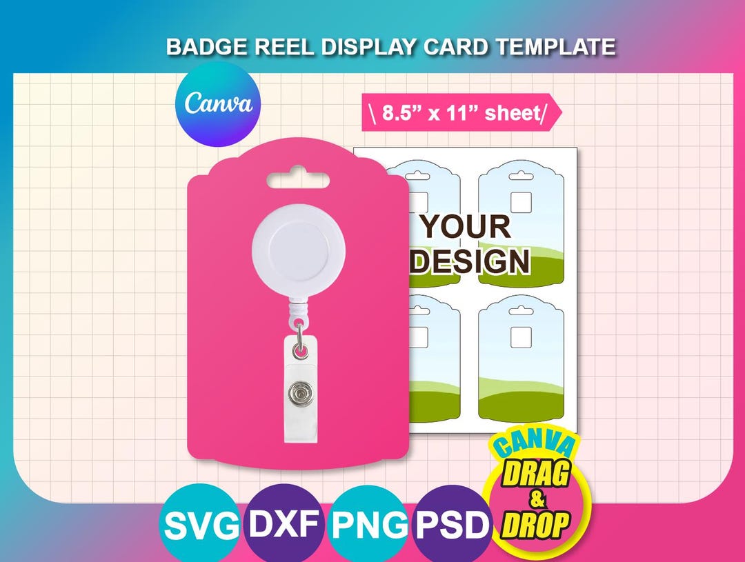Badge Reel Card Template, 3x4.5 (svg, Dxf, Png, Psd, Docx Digital ...