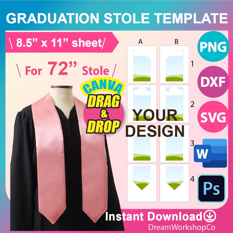 Graduation Stole Template - Etsy