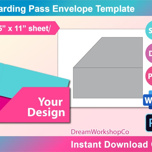 Boarding Pass With Envelope Template Canva Ms Word PSD | Etsy