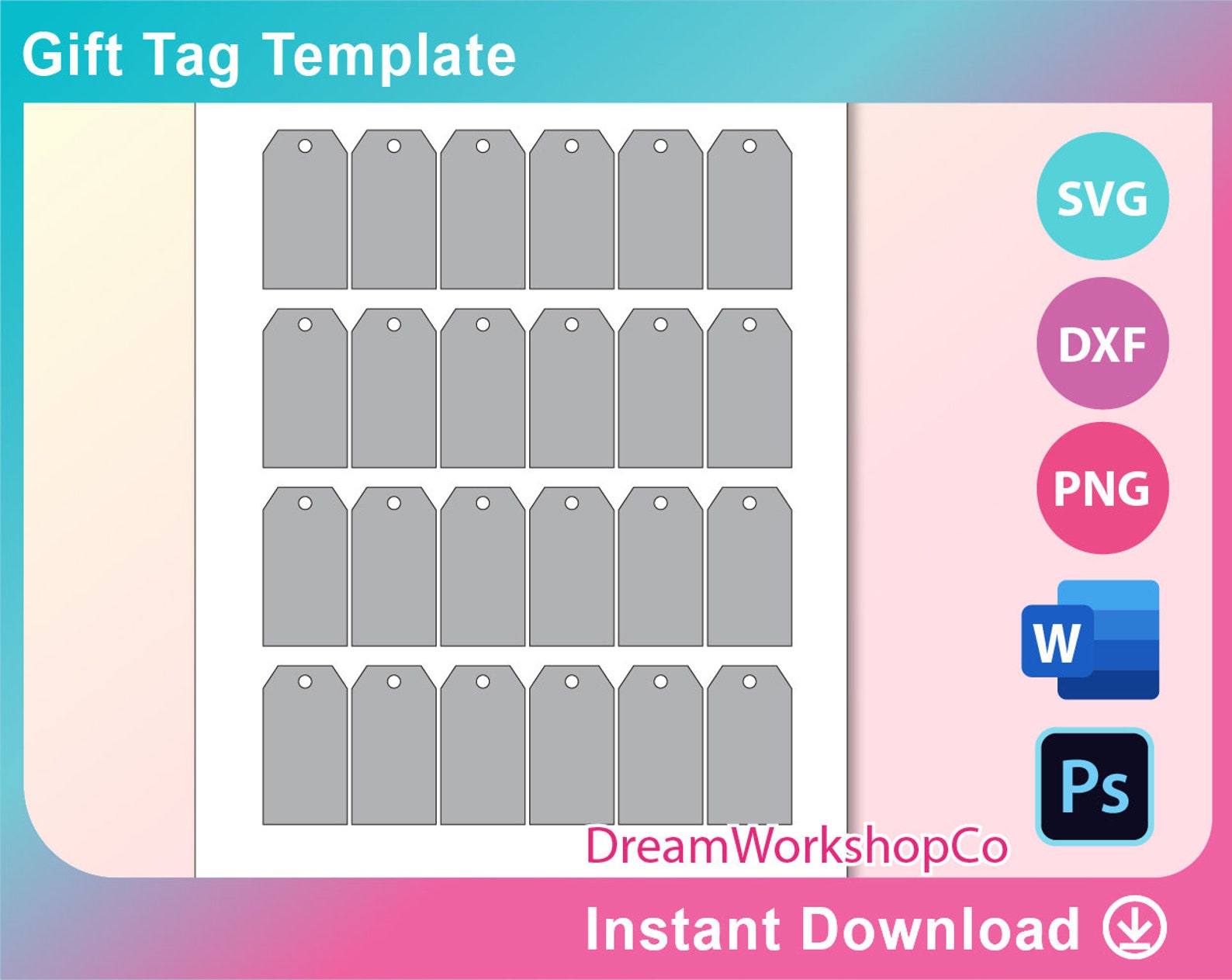 Gift Tag Template SVG DXF Ms Word Docx Png Psd | Etsy