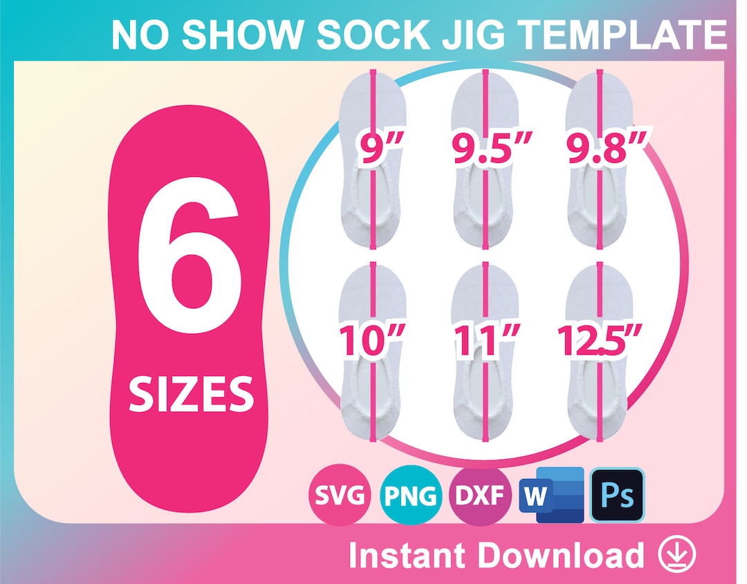 Bundle Sock Jig Template, No Show Sock Jig Template, Sublimation, Canva, SVG, DXF, Ms Word Docx ...