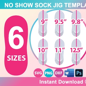 Bundle Sock Jig Template, No Show Sock Jig Template, Sublimation, Canva, SVG, DXF, Ms Word Docx ...