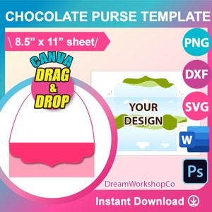 4 Styles!! Chocolate Bar Purse Template, 1.55oz Chocolate Bar Purse ...
