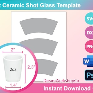 2oz Ceramic Shot Glass Template Sublimation Ms Word PSD | Etsy