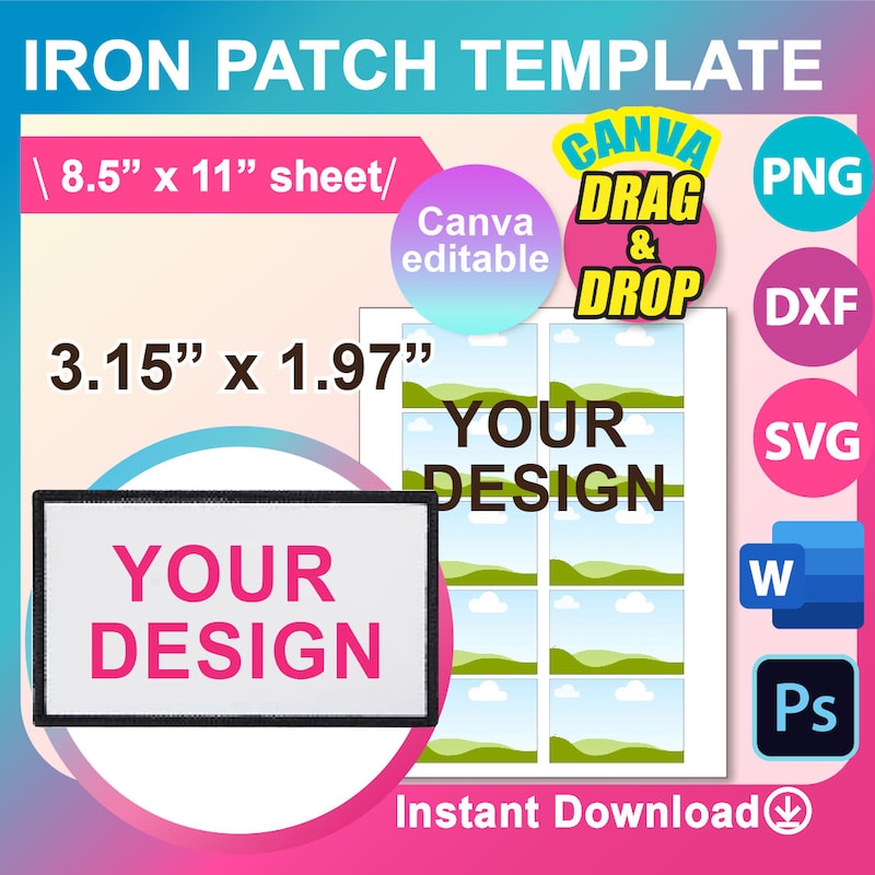 Hat Patch Template - Etsy