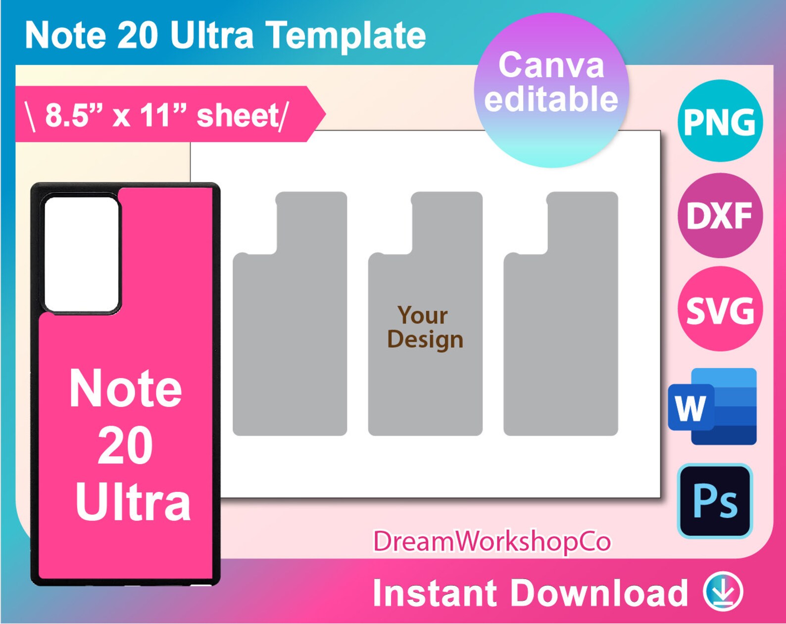Note 20 Ultra Template Phone Case Template for Sublimation - Etsy