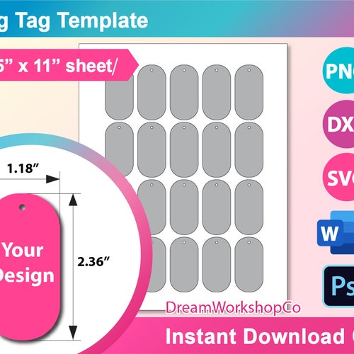 Dog Tag Template Dog Tag Template SVG DXF Ms Word Docx - Etsy