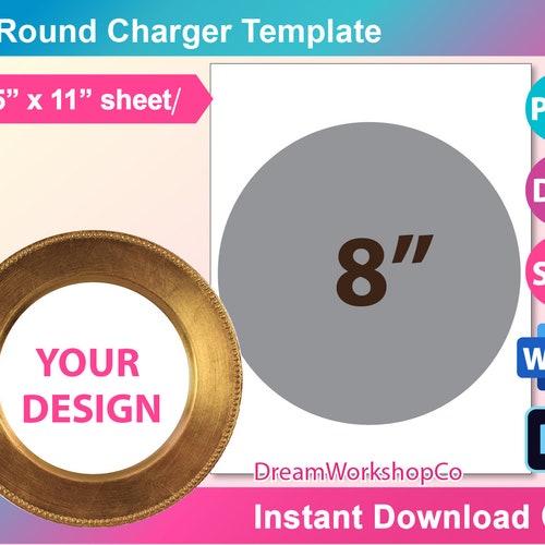 8inch Plate Charger Template 4 Sizes Plate Charger Insert - Etsy