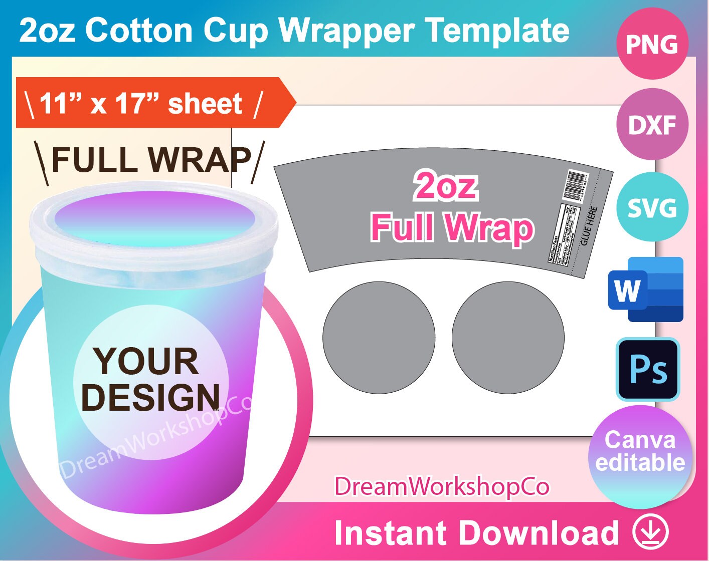 2oz Cotton Candy Tub Label Template Cotton Candy Tub Wrapper - Etsy Ireland