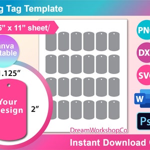 Dog Tag Template, Dog Tag Template SVG, DXF, Canva, Ms Word Docx, Png ...