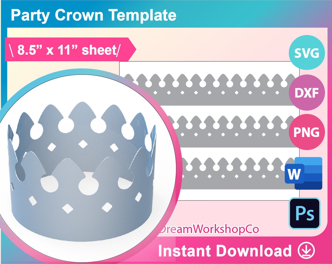 Party Hat Template Party Crown Template SVG DXF Ms Word - Etsy