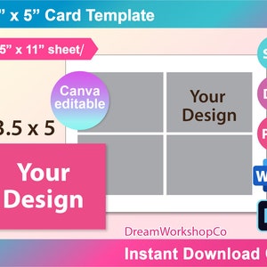 3.5"x5" Invitation Card, Postcard, SVG, DXF, Canva, Ms Word Docx, Png ...