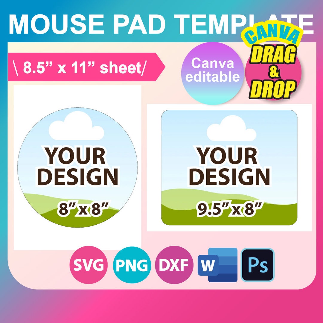 Bundle Mouse Pad Template, Rectangle Mouse Pad Template, Round Mouse ...
