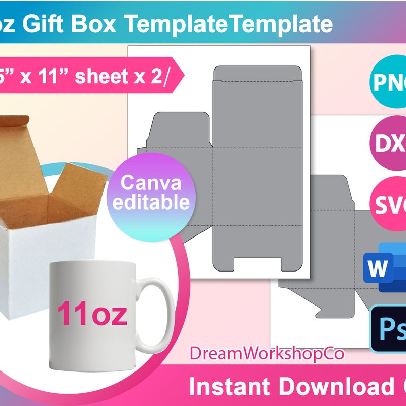 Mug Box Template - Etsy