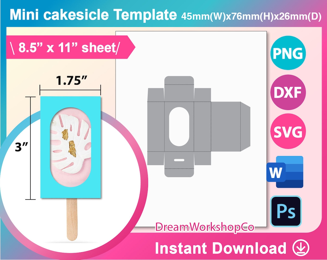 Mini Cakesicle Template PSD SVG DXF Ms Word Docx Png - Etsy