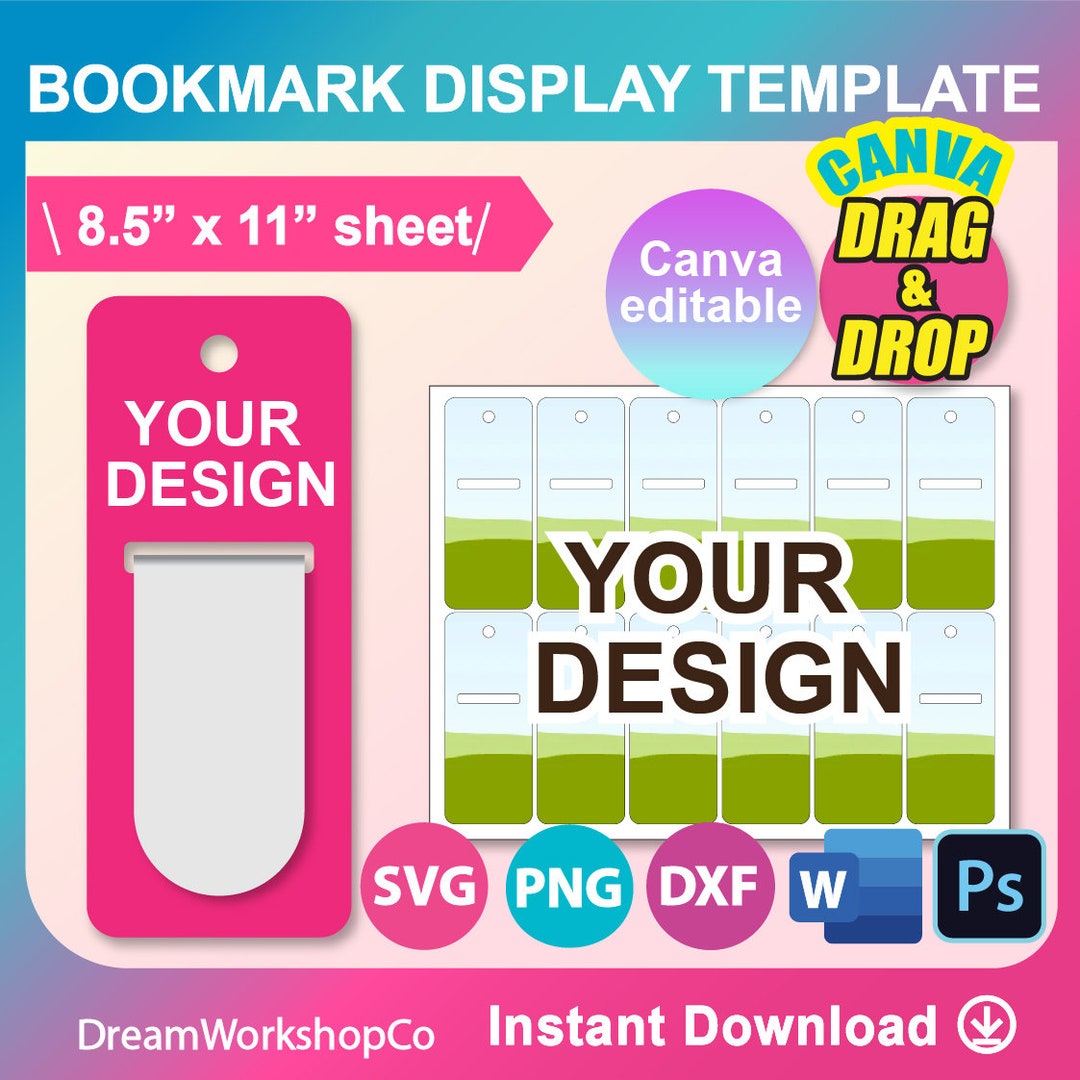 Magnetic Bookmark Holder Template, Bookmark Display Template SVG, Canva ...