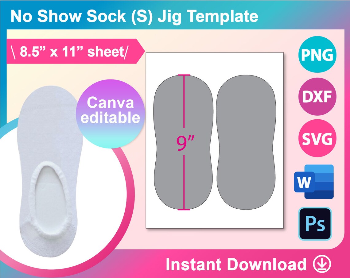Sock Jig Template No Show Sock Jig Template Sublimation - Etsy