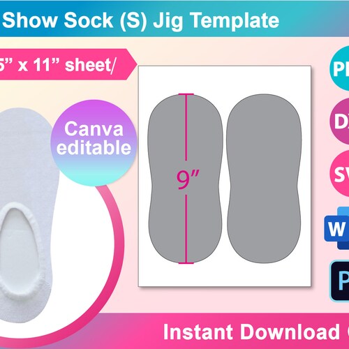Sock Jig Template SVG PDF Png Dxf No Show Sock Jig - Etsy