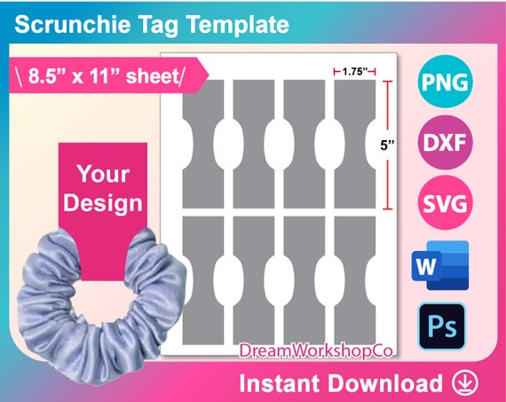 Scrunchie Tag Template Canva SVG DXF Ms Word Docx Png | Etsy