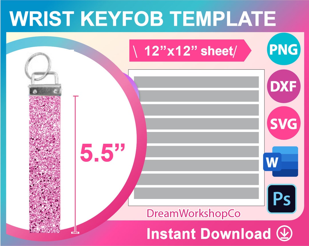 1 Inch Width Wrist Key Fob Chain, Key Fob Chain Template Canva, SVG ...