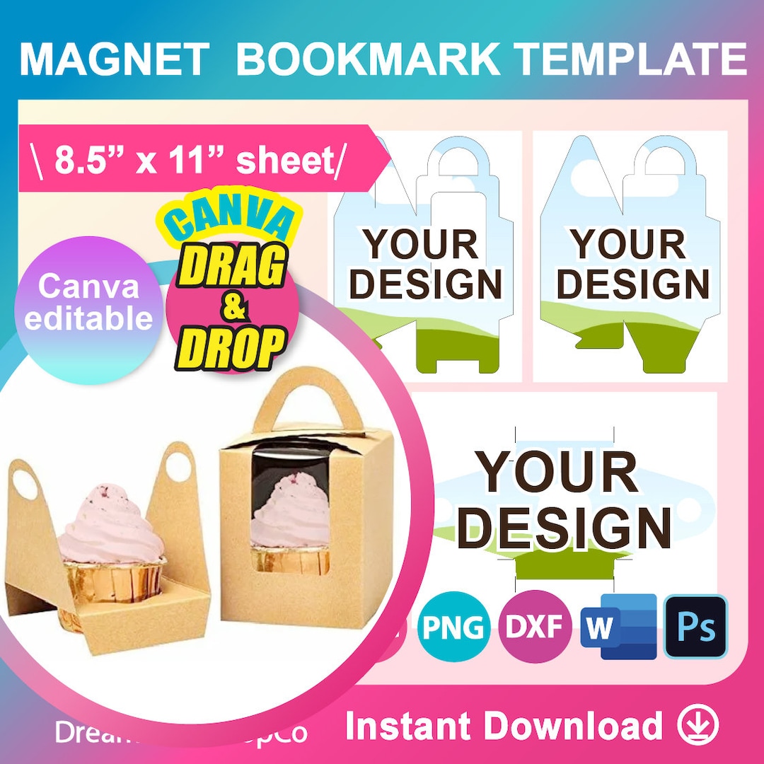 Cake Box With Handle, Muffin Box Template, Cup Cake Box Template, Cup ...