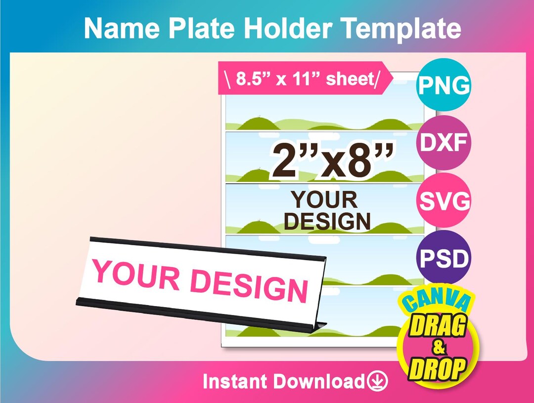 Name Plate Holder Template, Name Plate Holder Sublimation, SVG, DXF ...