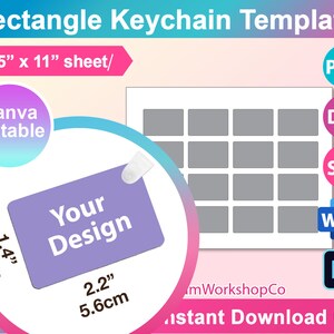 Rectangle Keychain Template, Sublimation Template, SVG, DXF, Canva, Ms ...