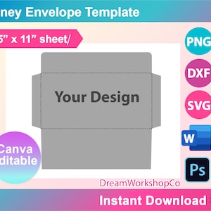 Money Envelope Template, Ms Word, PSD, PNG, SVG, Canva, Dxf, 8.5x11 ...
