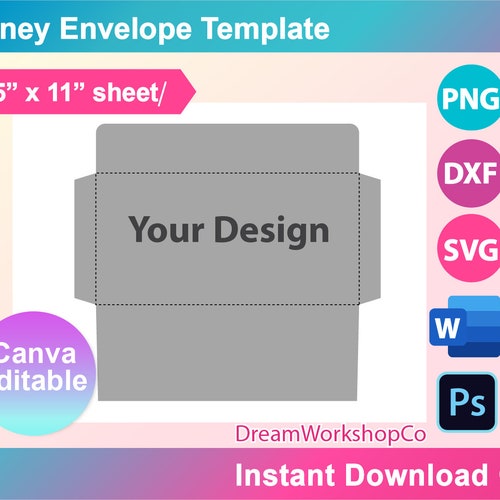 Money Envelope Template Ms Word PSD PNG SVG Canva Dxf - Etsy