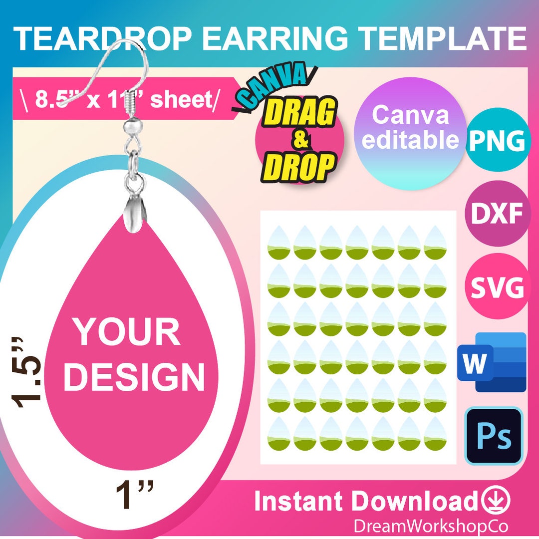 Teardrop Earring Sublimation, Teardrop Shape Earring Sublimation ...