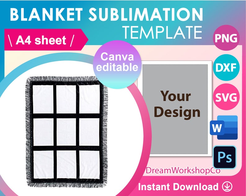 Blanket Sublimation Template, Blanket Template for Sublimation, Canva ...