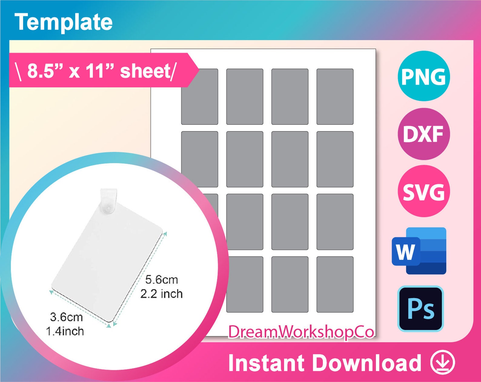 Rectangle Keychain Template Sublimation Template SVG DXF - Etsy