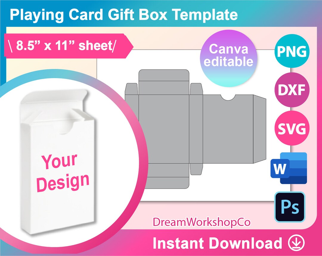Playing Card Box Template Trading Card Box Template Poker - Etsy