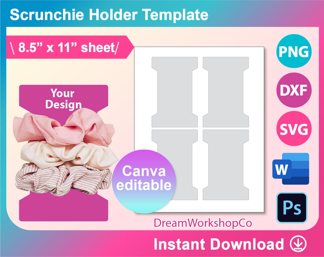 Scrunchie Display Card Template SVG, DXF, Ms Word Docx, Png, Psd ...