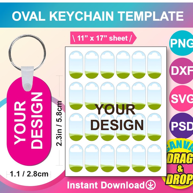 Template for Oval Keychain - Etsy