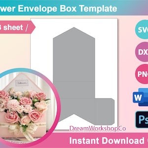 Envelope Template Flower Envelope Box Template Blank - Etsy
