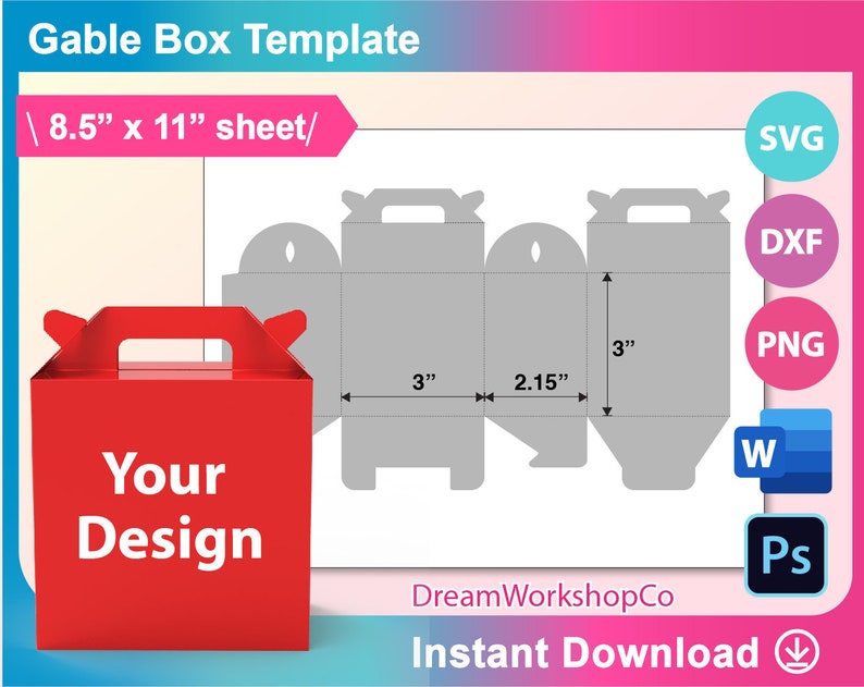 Gable Box Template Gable Box SVG Canva DXF Ms Word Docx - Etsy Singapore
