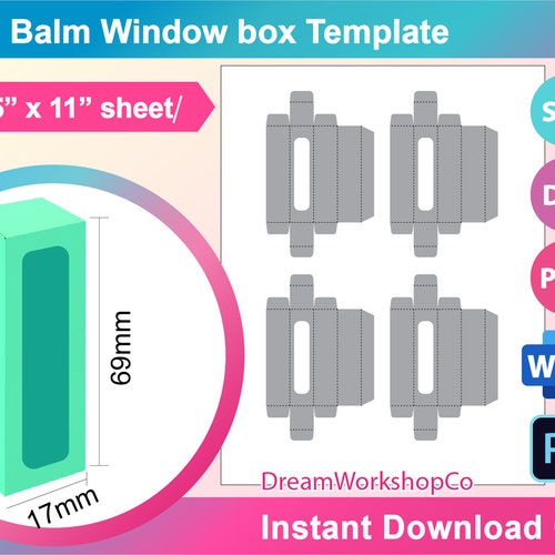 Lip Balm Giftbox With Window Template Lip Balm Box Template - Etsy