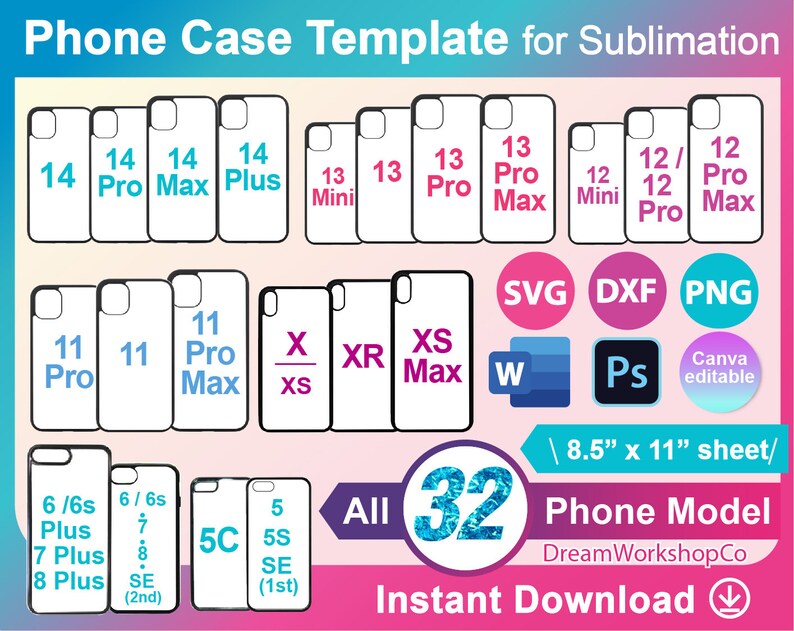 SALES Bundle Phone Case Template for Sublimation 32 Models - Etsy