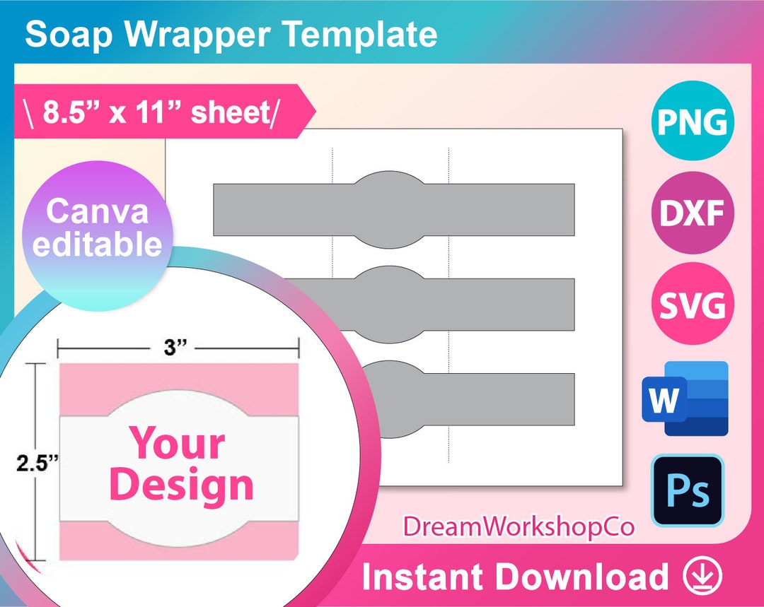 Soap Wrapper Template Soap Label SVG Canva DXF Ms Word - Etsy Australia