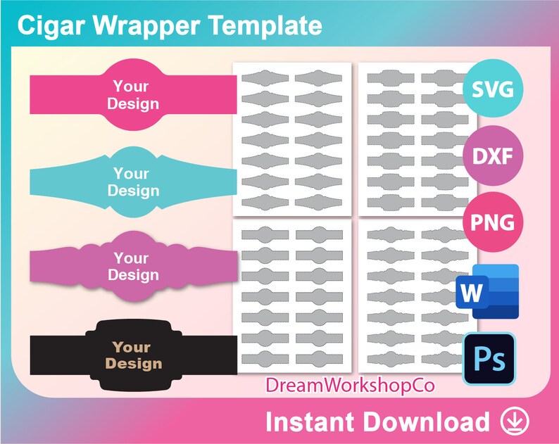 Cigar Wrapper Template Cigar Wrapper SVG Canva DXF Ms Word - Etsy