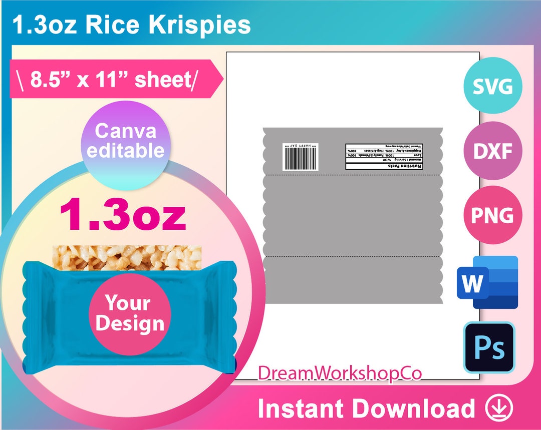 1.3oz Rice Crispy Scalloped Template, Rice Crispy Wrapper Template, SVG ...