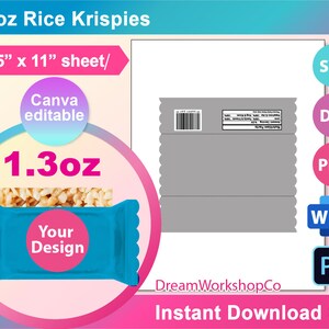1.3oz Rice Crispy Scalloped Template, Rice Crispy Wrapper Template, SVG ...