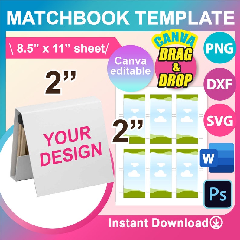 Matchbook Template, Printable 8.5"x11" Sheet (digital Download) - Etsy