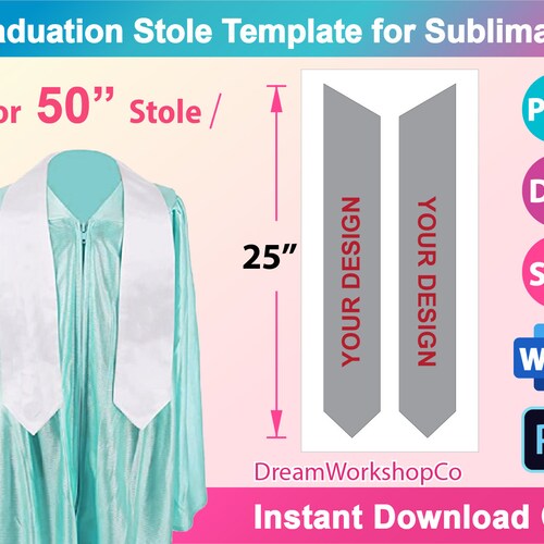 Kids Stole Template Graduation Stole Template PSD SVG DXF - Etsy