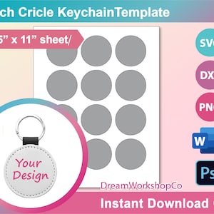 2inch Circle Keychain Template Sublimation Template Bifold - Etsy