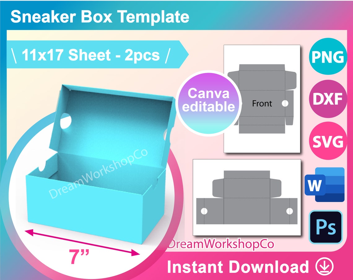 Mini Shoes Box Template Mini Sneaker Box Template Gift Box - Etsy