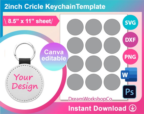 2inch Circle Keychain Template Sublimation Template Bifold - Etsy