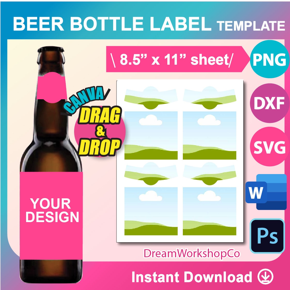 Beer & Wine Label Template: DIY Printable (digital Download) - Etsy