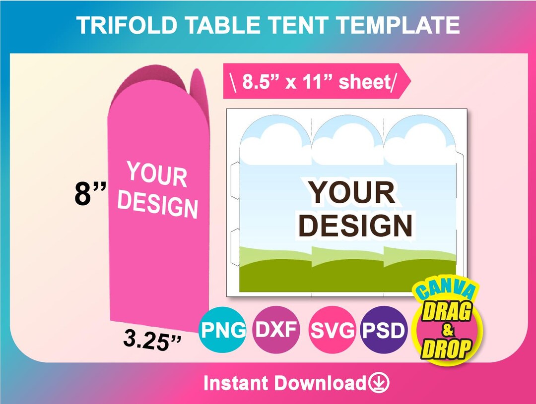 Dome Shape, Triangle Table Tent Card Template, Tri-fold Table Tent Cart Template, Food Label ...
